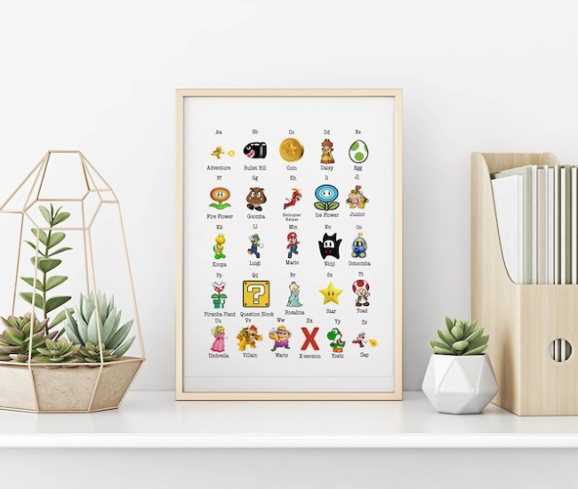 Super Mario Alphabet Chart, el mejor regalo de Super Mario para tus ...